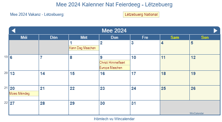 Mee 2024 Lëtzebuerger Kalenner fir ze drécken