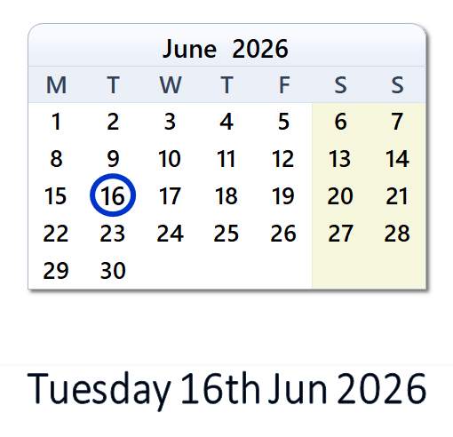 16 Jun, 2026: Holidays, Top Events, Sports & Countdown - India