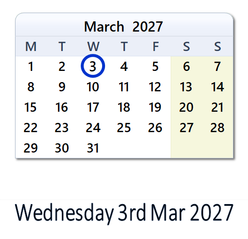 3 Mar 2027: Holidays, Top Events, Sports & Countdown - UK