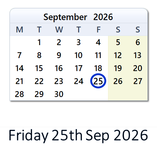 25 Sep, 2026: Holidays, Top Events, Sports & Countdown - India
