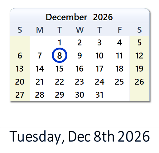 Dec 8, 2026: Holidays, Top Events, Sports & Countdown - USA