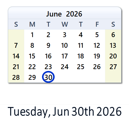 30 Jun 2026: Holidays, Top Events, Sports & Countdown - RSA