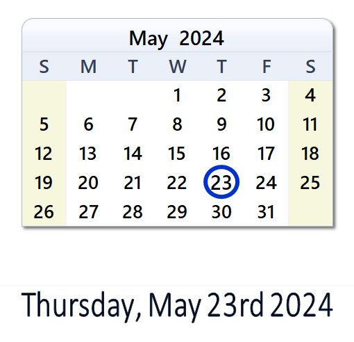 What Day Is May 23 2024
