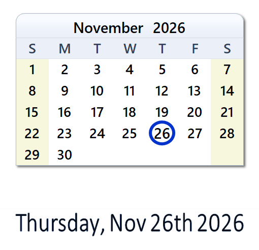 Nov 26, 2026: Holidays, Top Events, Sports & Countdown - USA