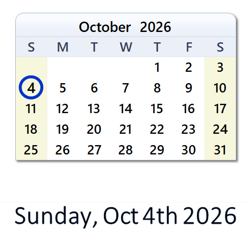 Oct 4, 2026: Holidays, Top Events, Sports & Countdown - USA